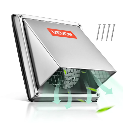 6 Inch External Extractor Wall Vent Cover Stainless Steel 1 Pack Silver ...