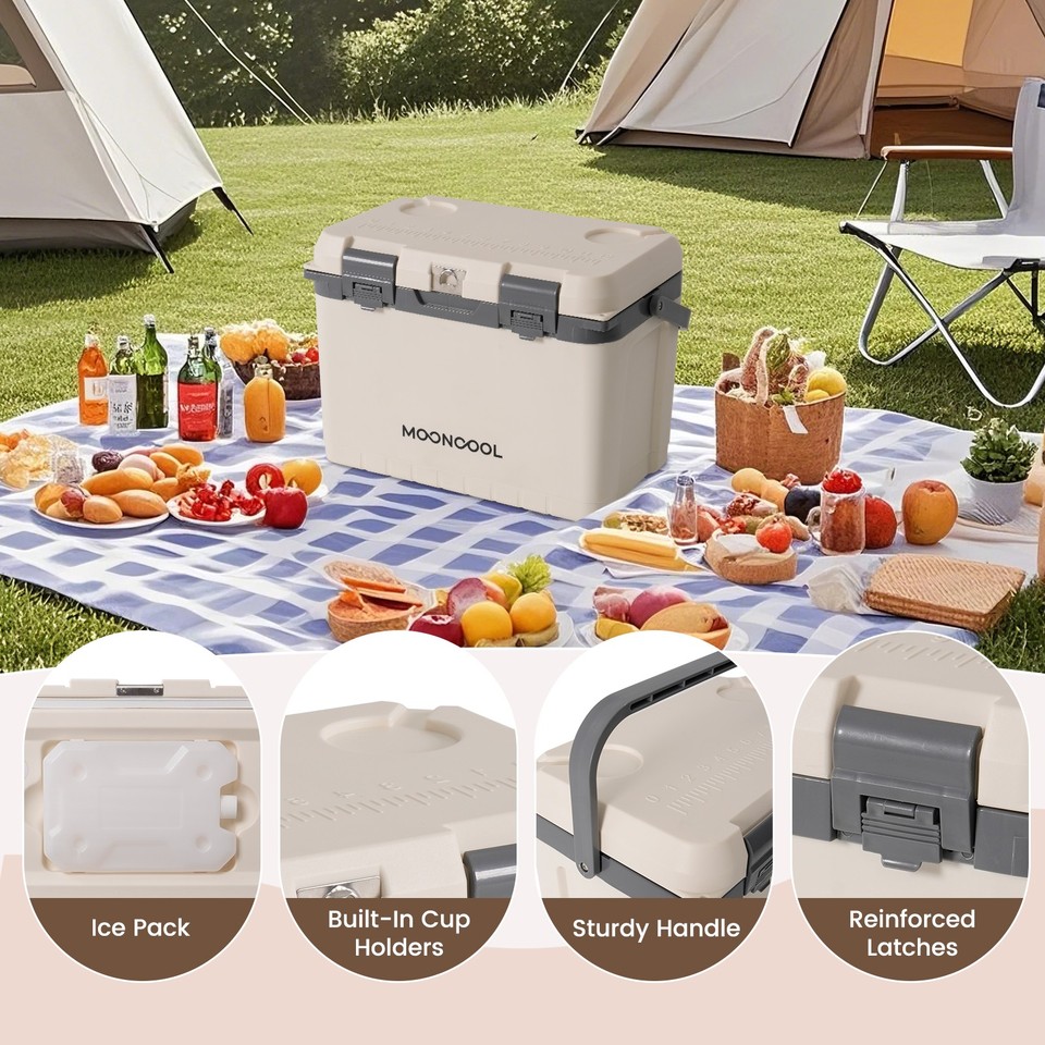 MOONCOOL Insulated Cooler Box 16QT Capacity Camping Picnic Portable ...