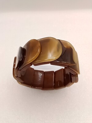 Faux Tortoise Shell Double Layer Stretch Bracelet 1 Inch Wide | eBay