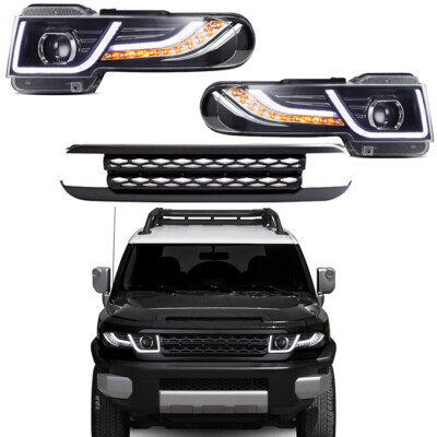 For Toyota FJ Cruiser Projector Headlights LED Halo Lights+Grille ...