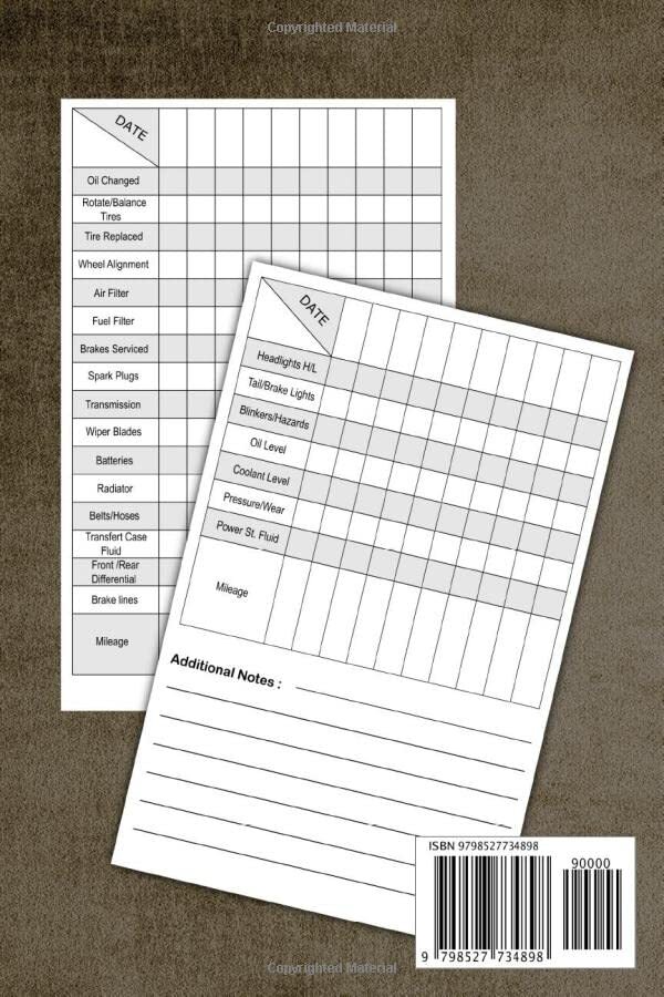 Vehecle Maintenance Log Book Car Auto Record Book Service and Repair ...