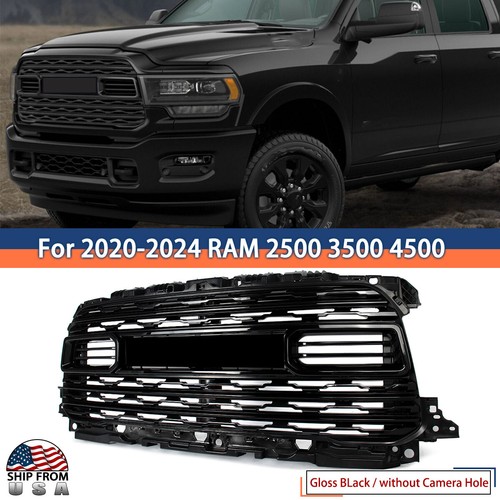 NEW FOR 2020-2024 RAM 2500 3500 4500 GLOSS BLACK FRONT UPPER GRILLE ...