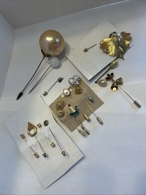 Lot of 16 Stick Straight Hat Lapel Tie Pins - Vintage | eBay