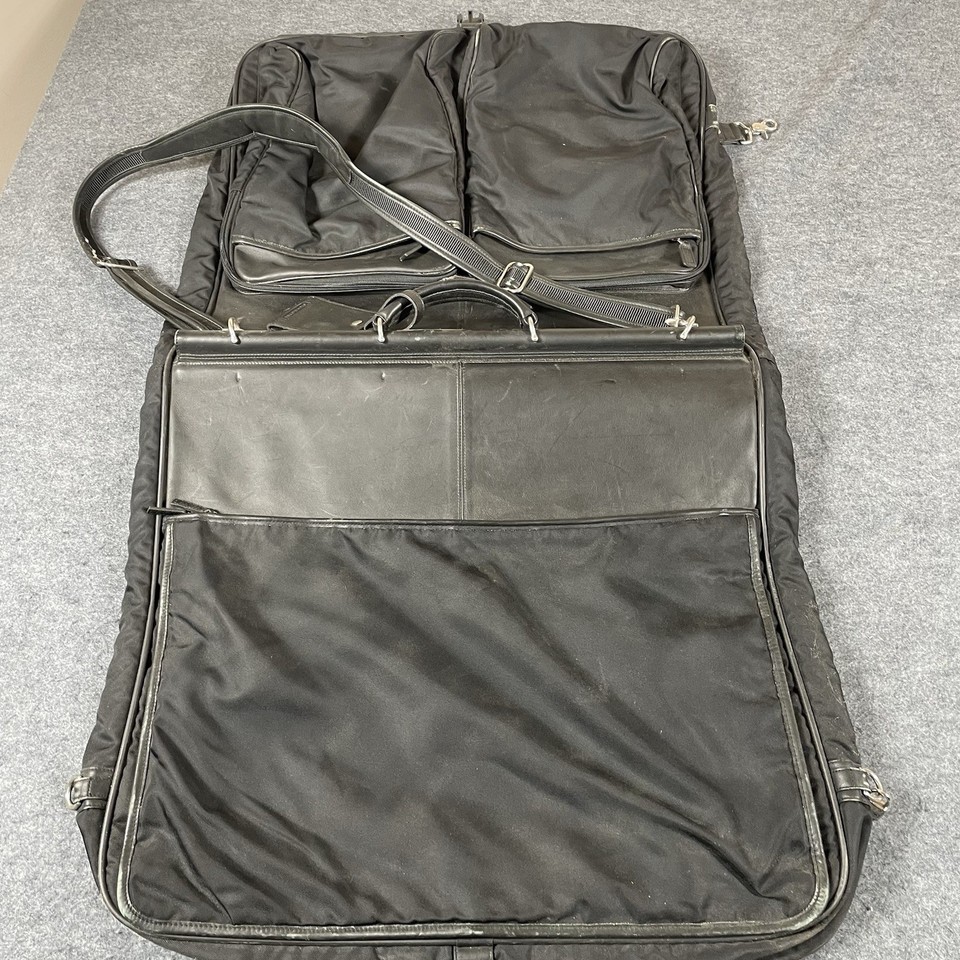 Vtg Coach Folding Garment Bag Black Leather Nylon Locking Classic ...