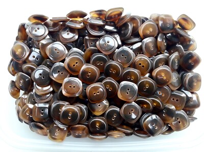 Square 15mm 20mm Brown Tortoise Shell Effect 2 Hole Button Buttons ...