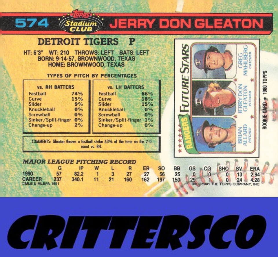 1991 Stadium Club #574a Jerry Don Gleaton | eBay