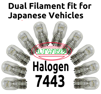(10/Box) Halogen 7443 Clear Dual Filaments for Japanese Vehicles | eBay