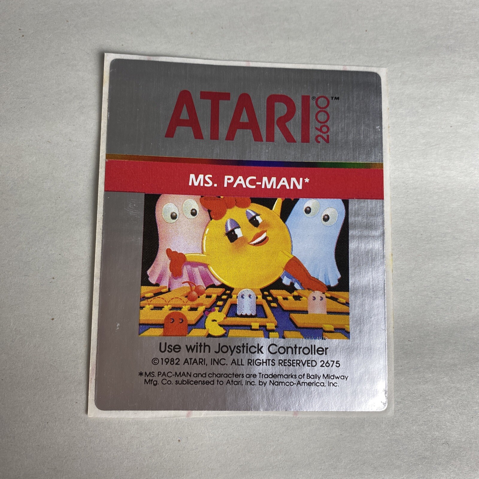 Ms PACMAN PAC MAN Sticker Vintage Printed 1982 for Atari 2600 Cartridge ...