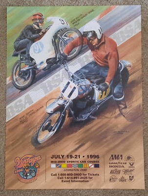 Vintage Poster 1996 Mid Ohio Vintage Motorcycle Days AMA Racing BSA ...