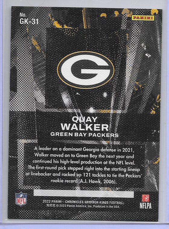2022 Quay Walker Rookie Chronicles Insert GK Football Card Green Bay ...