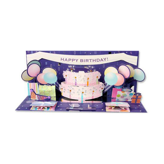 3D Balloon & Cake Pop Up Card Panoramic Greeting Card Up With Paper ...