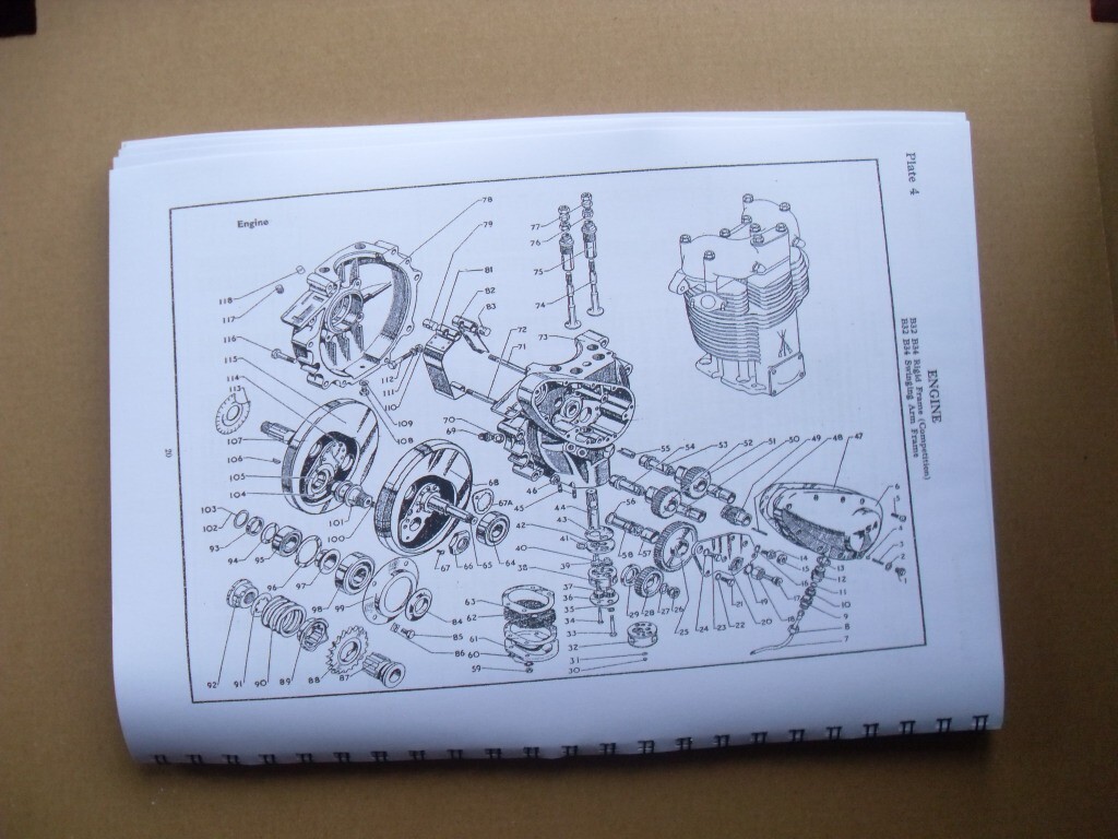 BSA B31,B32,B33,B34 PARTS BOOK 1954-57 S/ ARM + RIGID COMPETITION AND ...