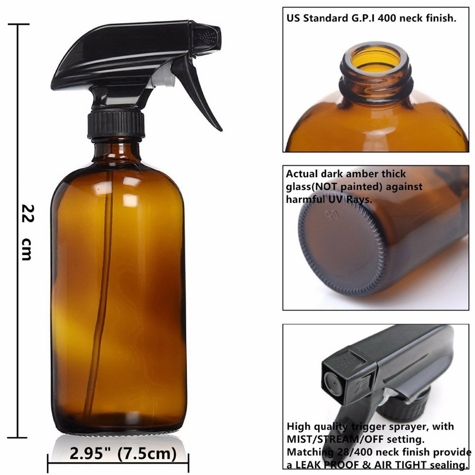 Amber Round Essential Oils Glass Spray Bottles Refillable Aromatherapy ...