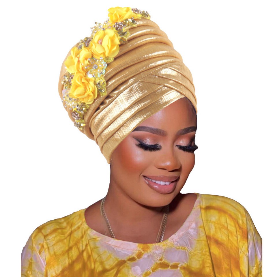 Nigeria Turban Cap for Women African Head Wrap Auto Gele Headtie Muslim ...
