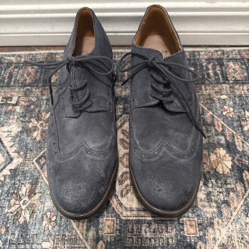 New Clarks 1825 Men's Exton Brogue Blue Suede Wing Tip Oxford Shoes 11 ...