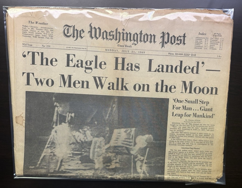 Apollo 11 Moon Landing Newspaper Lot 1961–1969 Space Race Historic ...