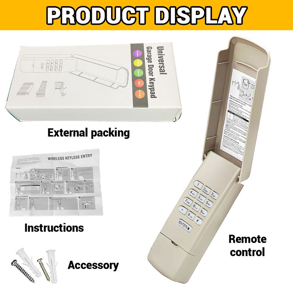 For Liftmaster Sears Garage Door Keypad 877LM Opener + 2 Visor Remote ...