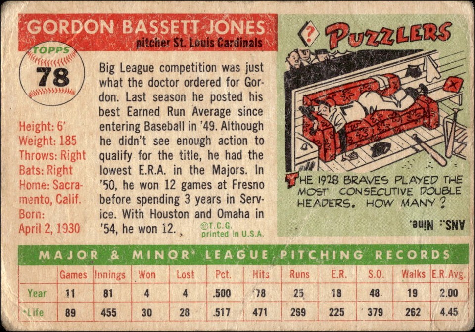 1955 Topps #78 Gordon Jones | eBay