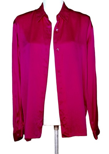 SIMONA vintage silk fuschia cerise pinky red blouse shirt size 14, 112cm bust. | eBay