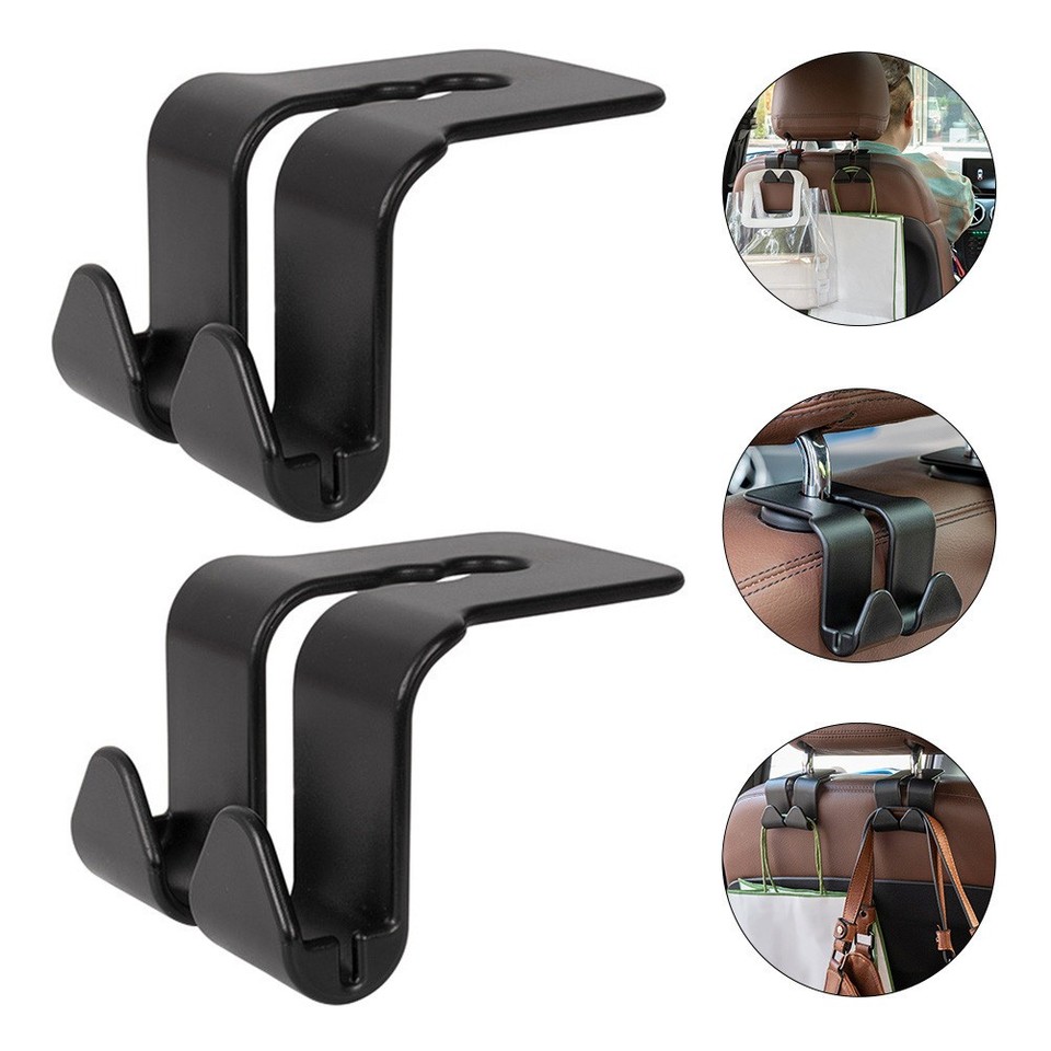 4 Pcs Vehicle Car Headrest Hooks Plastic Double Hooks for Seat Back ...