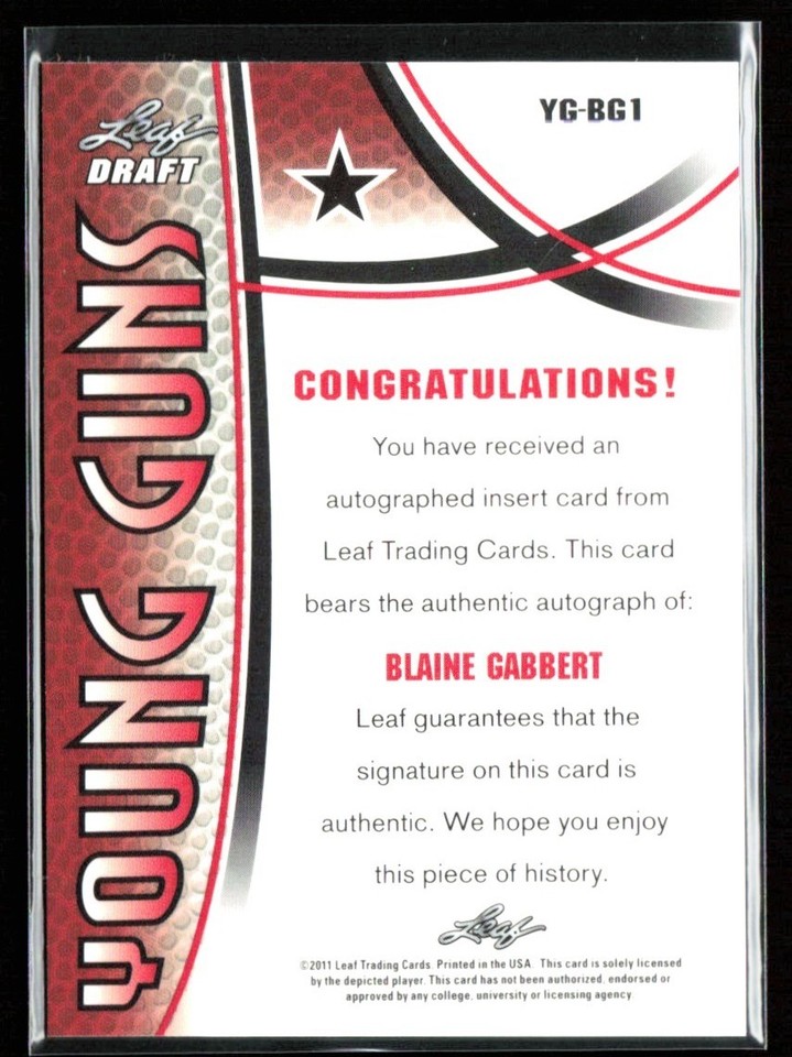 Blaine Gabbert 2011 Leaf Draft Young Guns Auto /50 #YG-BG1 Missouri ...