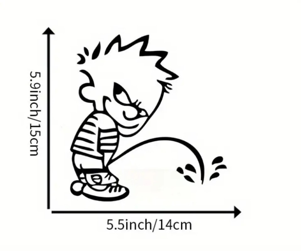 Funny Peeing Boy Car Sticker 15x14cm Vinyl Decal For Fuel Cap Window ...