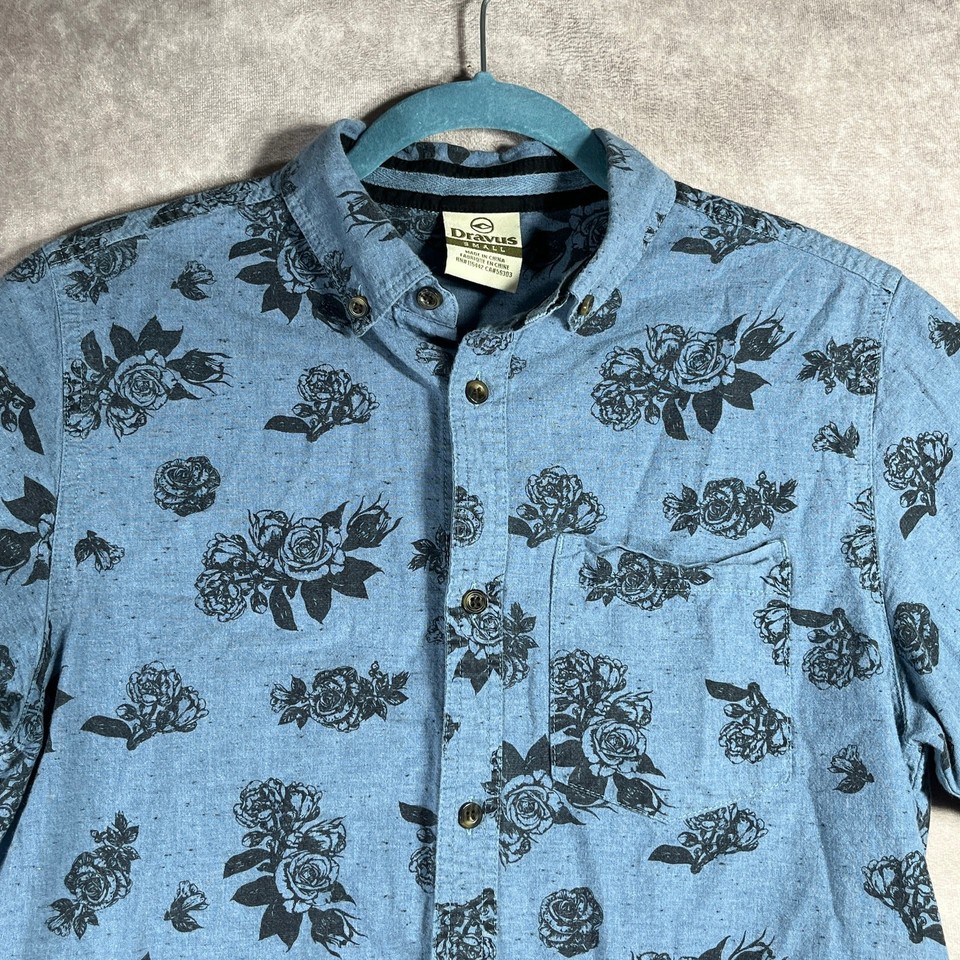 Dravus Shirt Mens Small Blue Floral Button Up Short Sleeve Casual ...