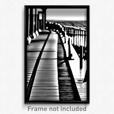 Pixel Art Poster - Black And White Boardwalk (8 Bit Video Game Print ...