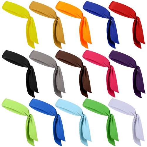 15PCS Head Tie Headbands Adjustable Elastic Bandanas Sweatbands Hair ...