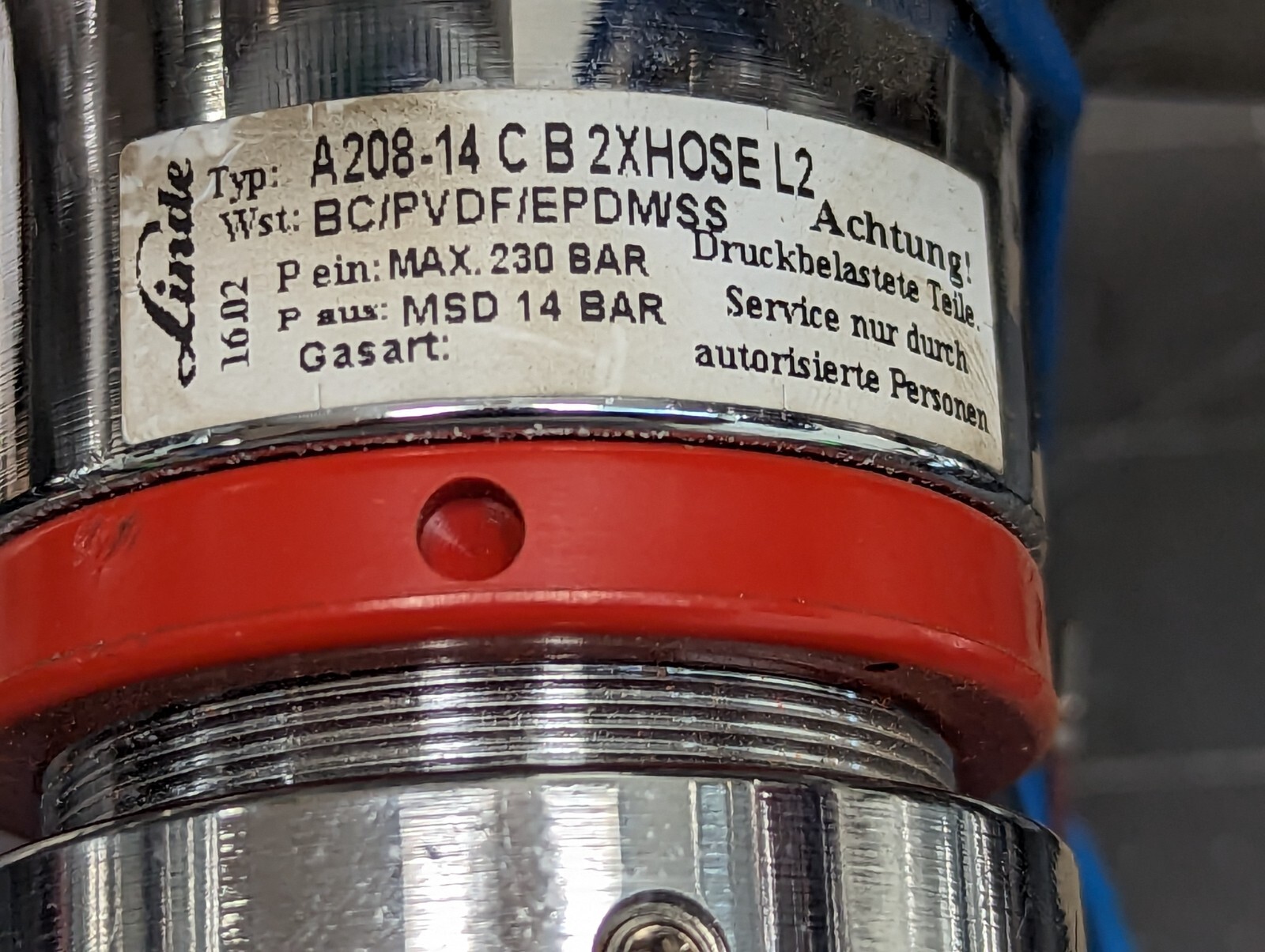 LINDE HiQ A 208 A208 Semi-Automatic Gas Panel RB200/1 -150 regulator ...