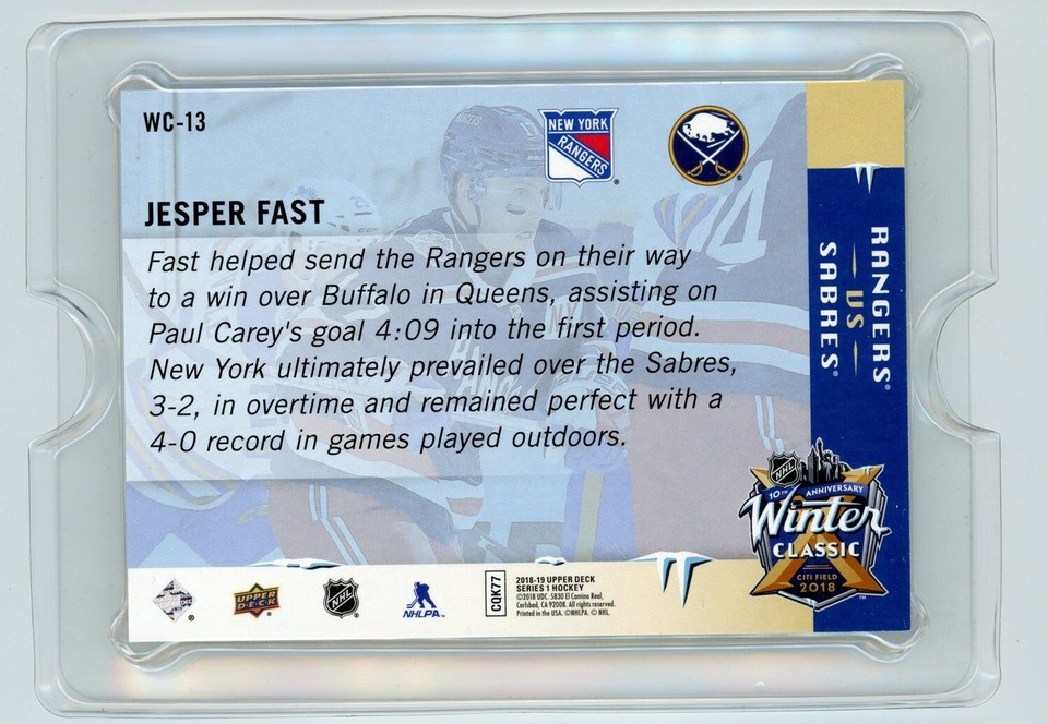 2018-19 Upper Deck Series 1 Hockey Winter Classic Jumbo Jesper Fast #WC ...