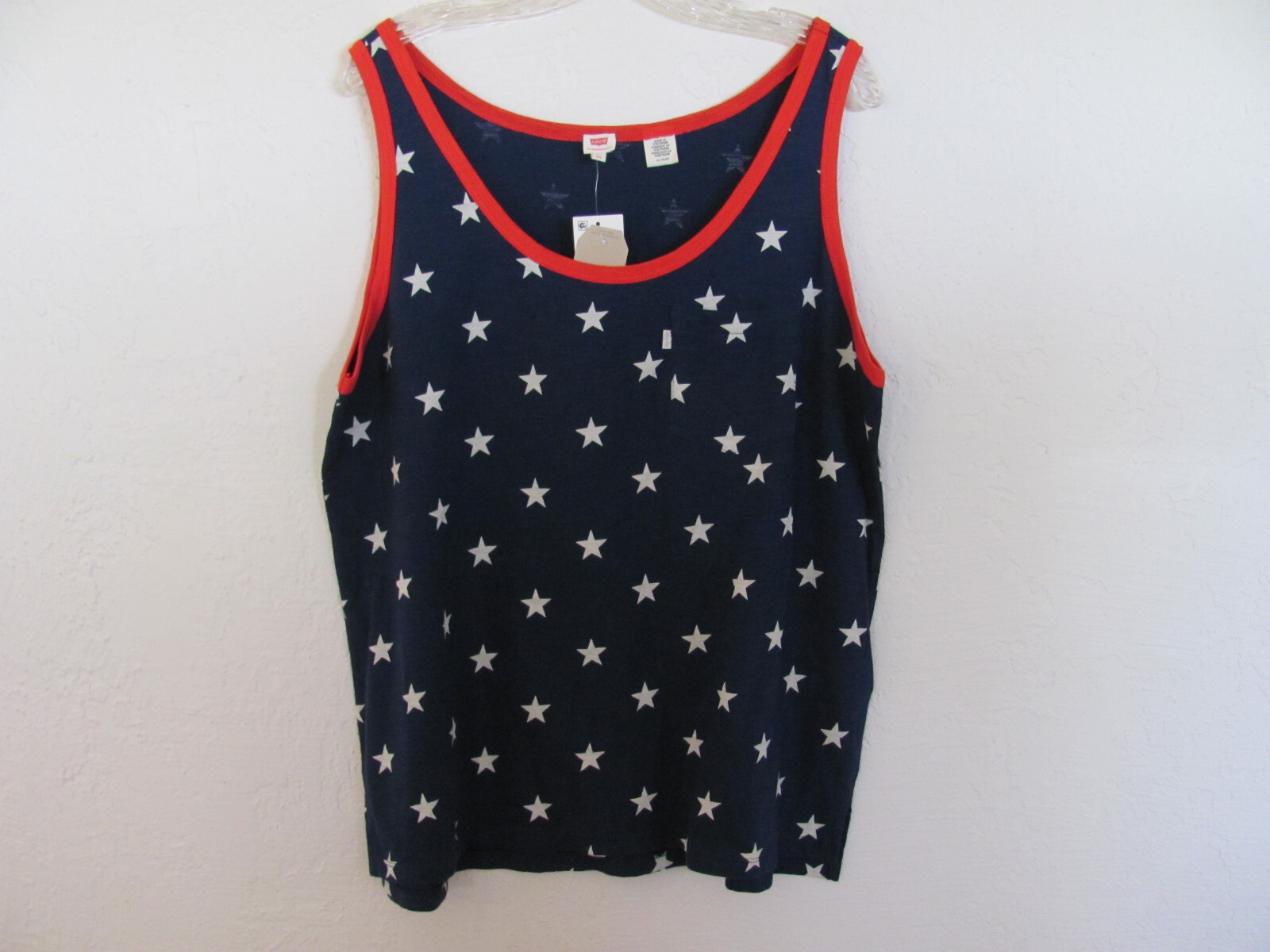 Levis Tank Top-Red White and Blue w/ Stars - Chest Pocket-Women's XL ...
