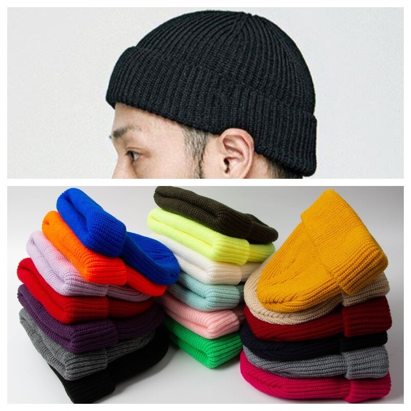 Men Women Knitted Hat Beanie Skullcap Cap Cuff Brimless Winter Warm ...