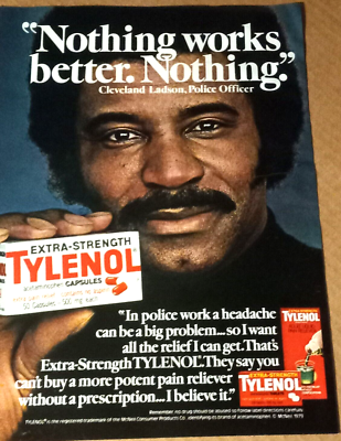 1980 print ad - Tylenol CLEVELAND LADSON police officer McNeil drugs ...