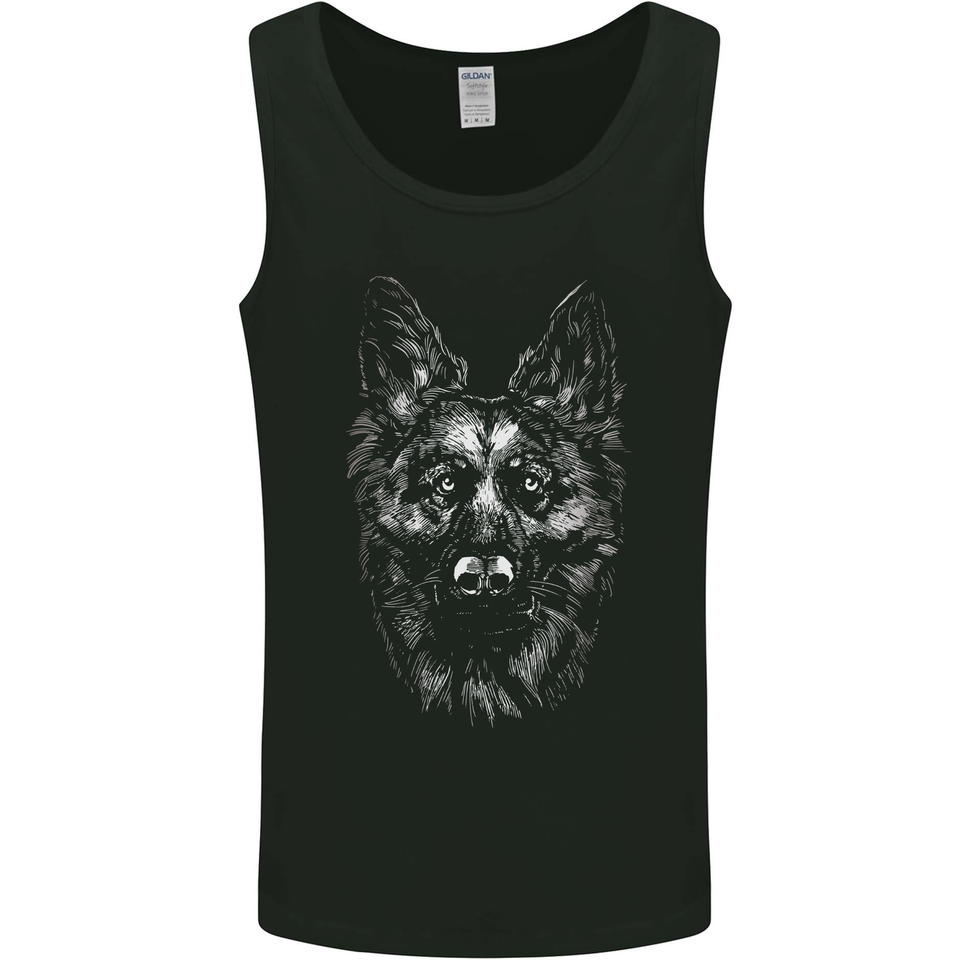 A Monochrome German Shepherd Alsatian Dog Mens Vest Tank Top | eBay
