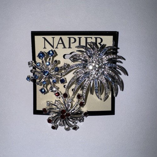 Napier Silver Tone Red White and Blue Summer Fireworks Pin for sale ...