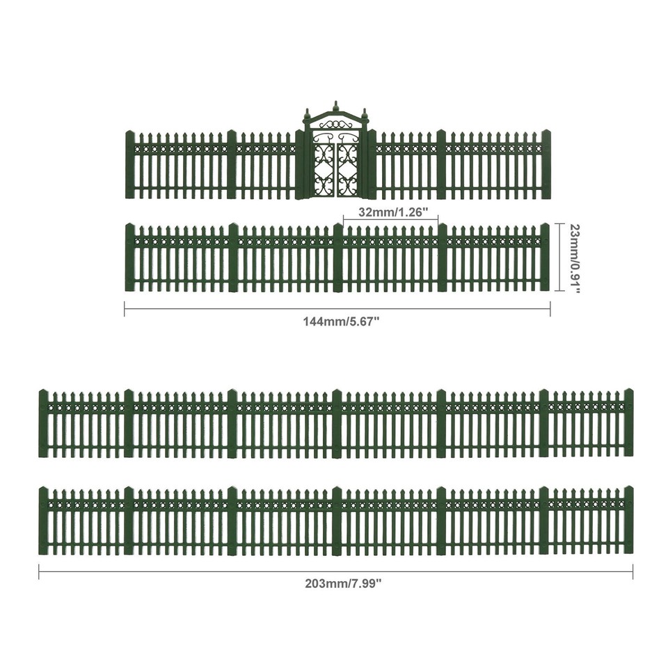 HO Scale 1:87 Model Fence with Gates Plastic Fencing w/ Door Kit ...