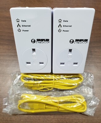 2 x BT Simpler Networks PLC Mini Passthrough Powerline Adapters + 2 x ...