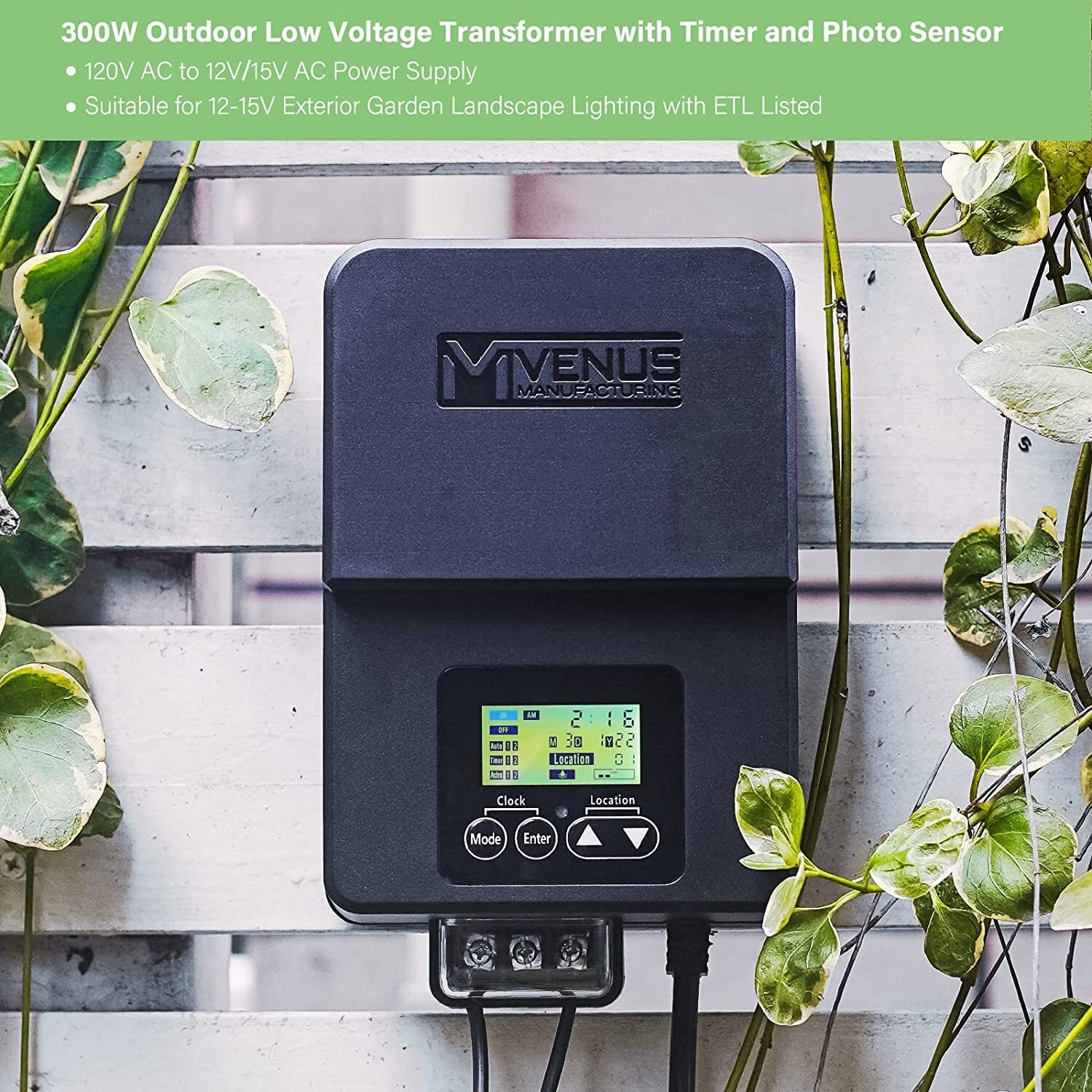 300W Outdoor Low Voltage Transformer with Timer and Photo Sensor, 120V ...