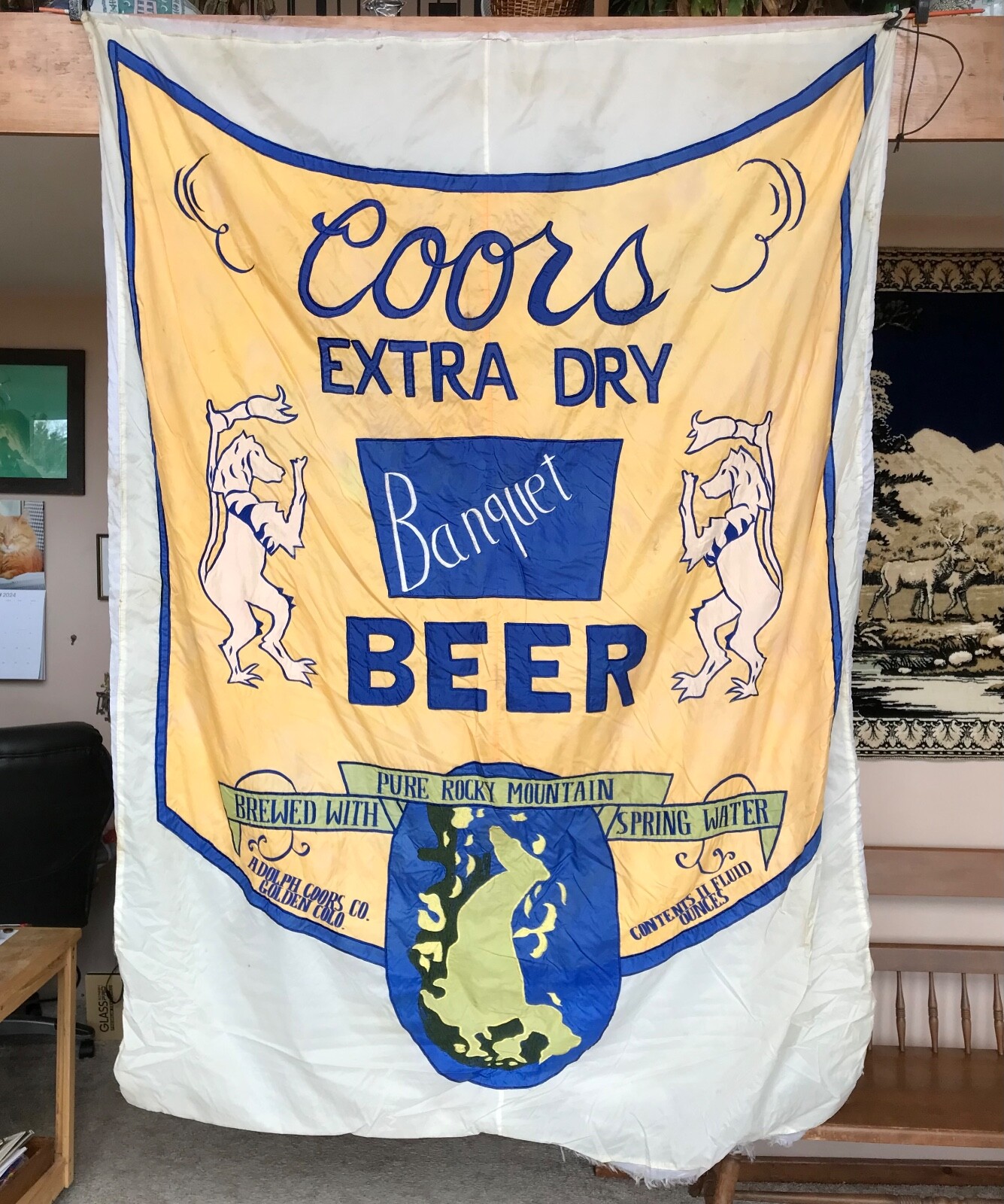 Vintage Coors Extra Dry Banquet Beer Flag 1970's Banner 88" x 62" | eBay