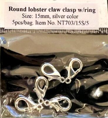 30X Round Lobster Claw Clasp w/ring Silver Plated Size: 15 mm | eBay