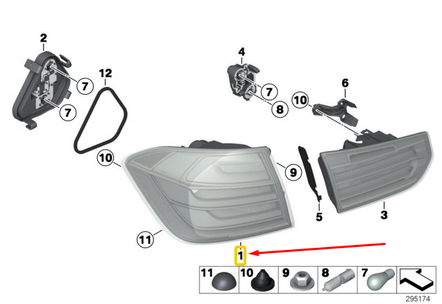 OEM BMW 3 F30 Rear Left Side Panel Taillight 63217312845 7312845 ...