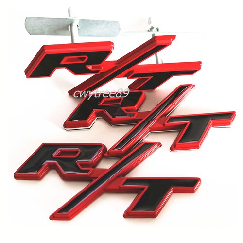 3X OEM For RT Front Grill Emblems R/T Side Fender Sticker Red Black Car ...