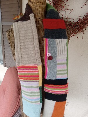 Handmade Wool Patchwork Scarf, One Of A Kind, 57 X 4.5, Hippie ...