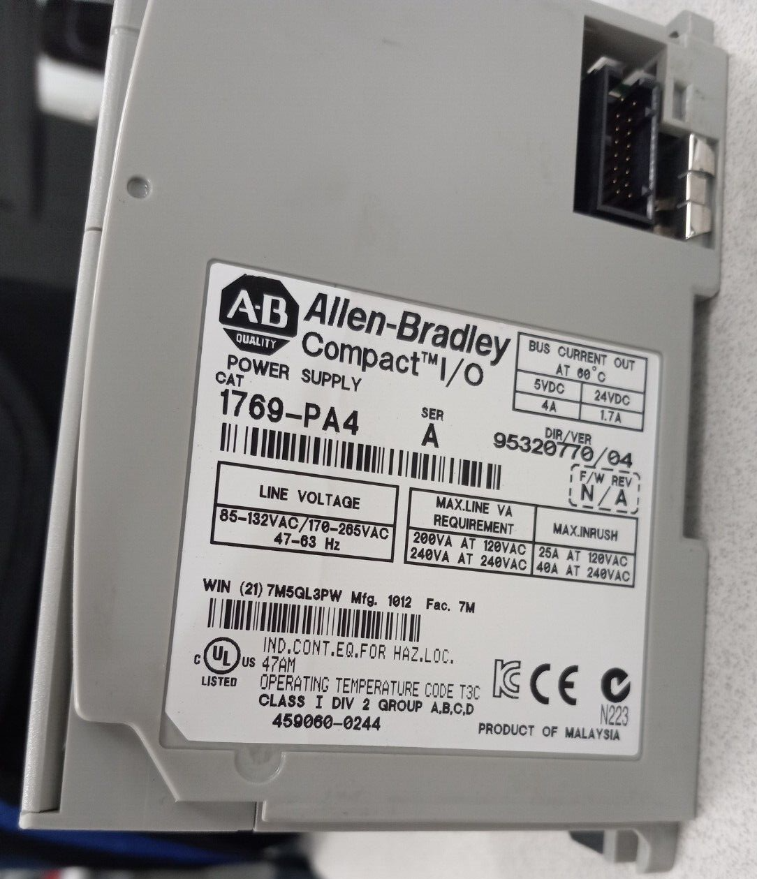 Allen Bradley 1769-L35E Series A, With Power Supply, Prosoft MVI69-GEC ...