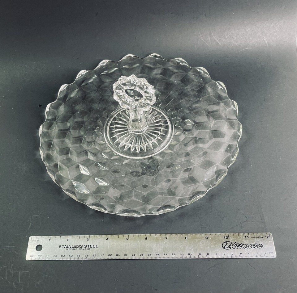 Vintage Serving Dish Plate Tray Fostoria American Glass Ruffle Center ...