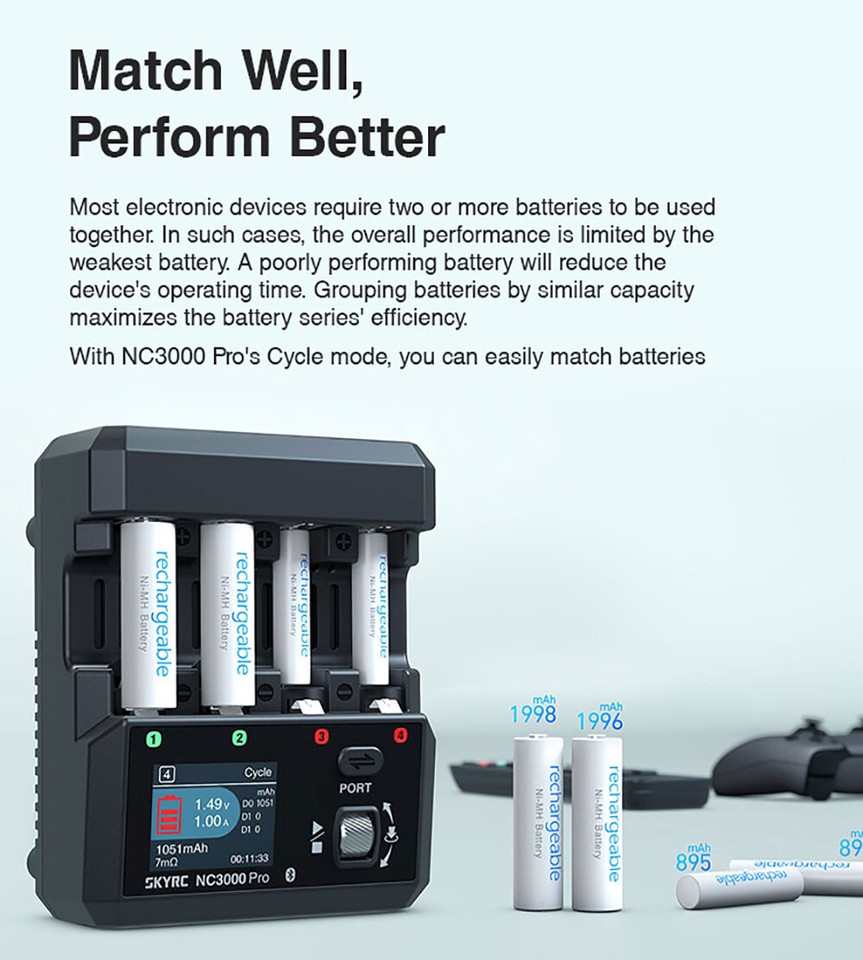 SkyRC NC3000 Pro NiMH NiCd Battery Charger LED APP Control Smart ...