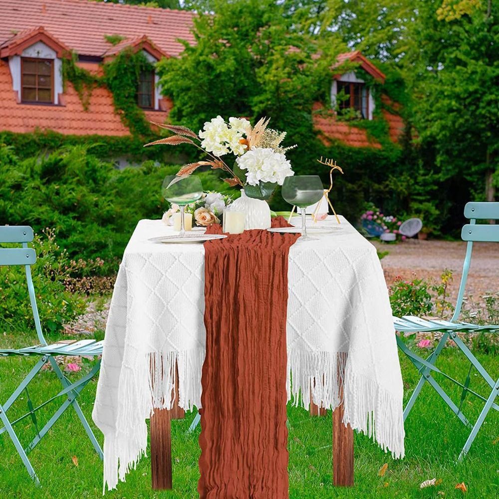 Rustic Country Table Runners Vintage Cheesecloth Table Setting Birthday ...