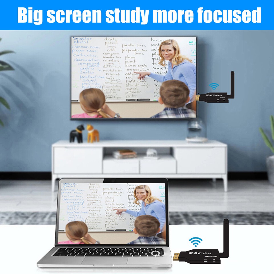 100M Wireless HDMI Video Transmitter & Receiver TV Stick Screen Share ...