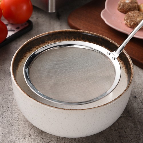 Long Handle Stainless Steel Oil Colander Spoon Fine Mesh Colander ...